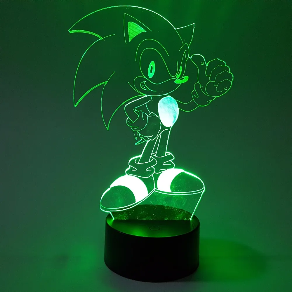 Sonic 3d Illusion LED Night Light |RGB Color Changing Sonic Action ...