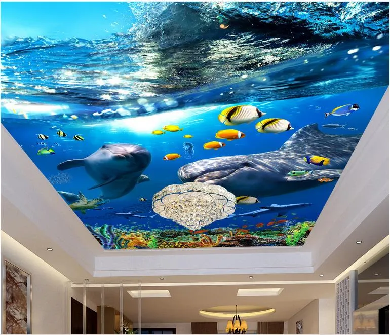 Modern Ocean 3d Ceiling Murals For Living Room And Bedroom Customizable ...
