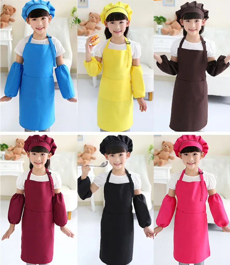 Kids Full Sleeve Apron With Hat And Sleeves For Cooking, Baking, Art ...