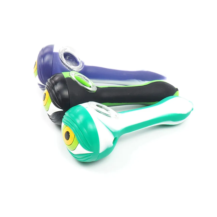 Eye Design Colorful Tube Smoking Pipes Portable Mini Silicone Tobacco ...