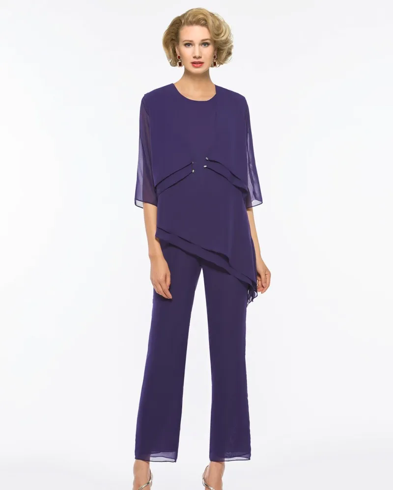Three Pieces Mother Of The Bride Pant Suits Chiffon... From Dressvip ...