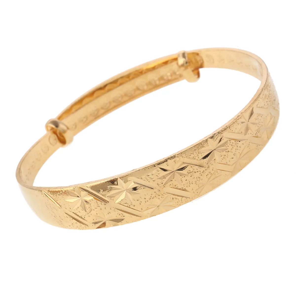 24K Gold Bangle Bracelet - Adjustable Star Design, Shimmering Gold ...