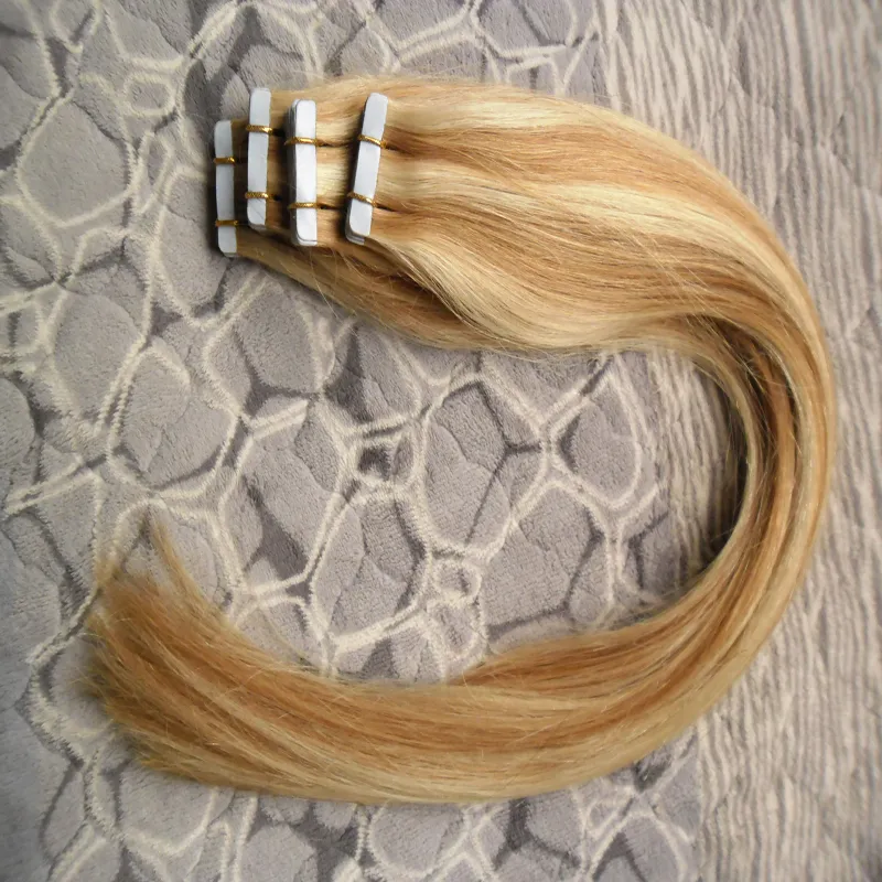 80p Tape In Human Real Hair Extensions Extensions 200g P27/613 Human ...