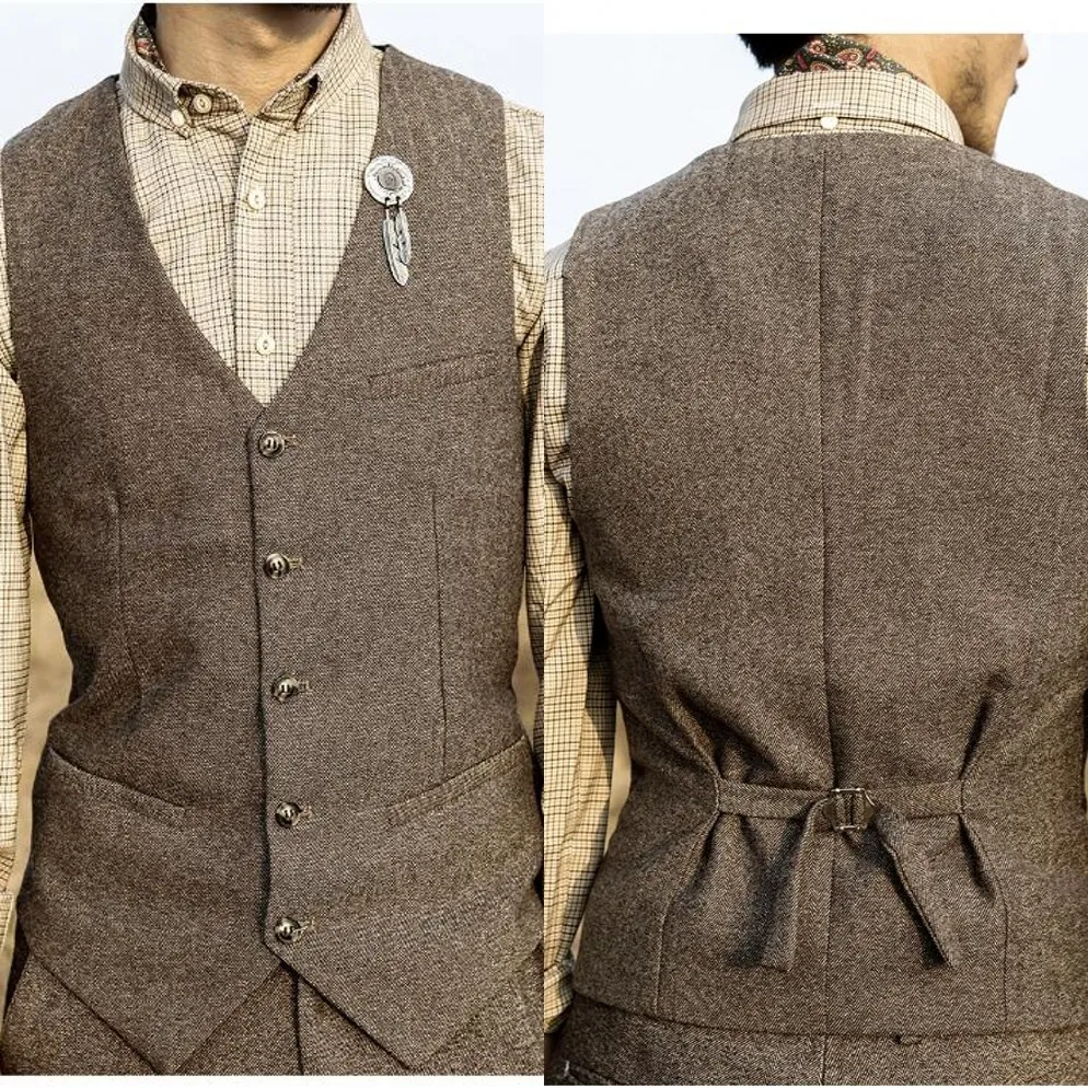 Farm Groom Slim Fit Mens Wedding Vest, Wool Blend Polyester, Single ...