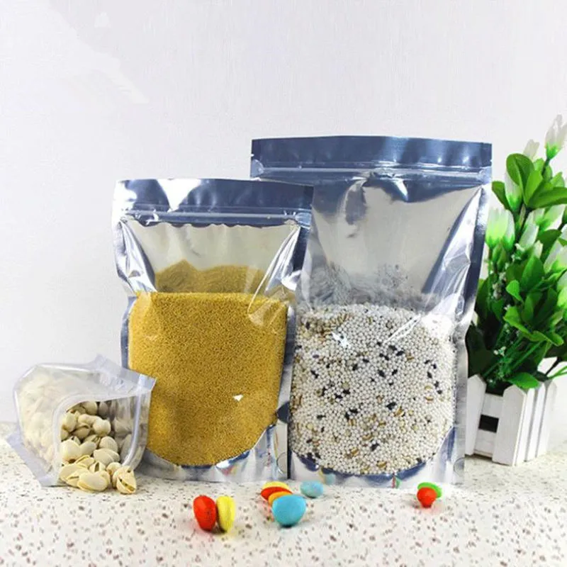 Wholesale Clear Aluminium Foil Zip Lock Bag Silvery Metallic Plastic ...