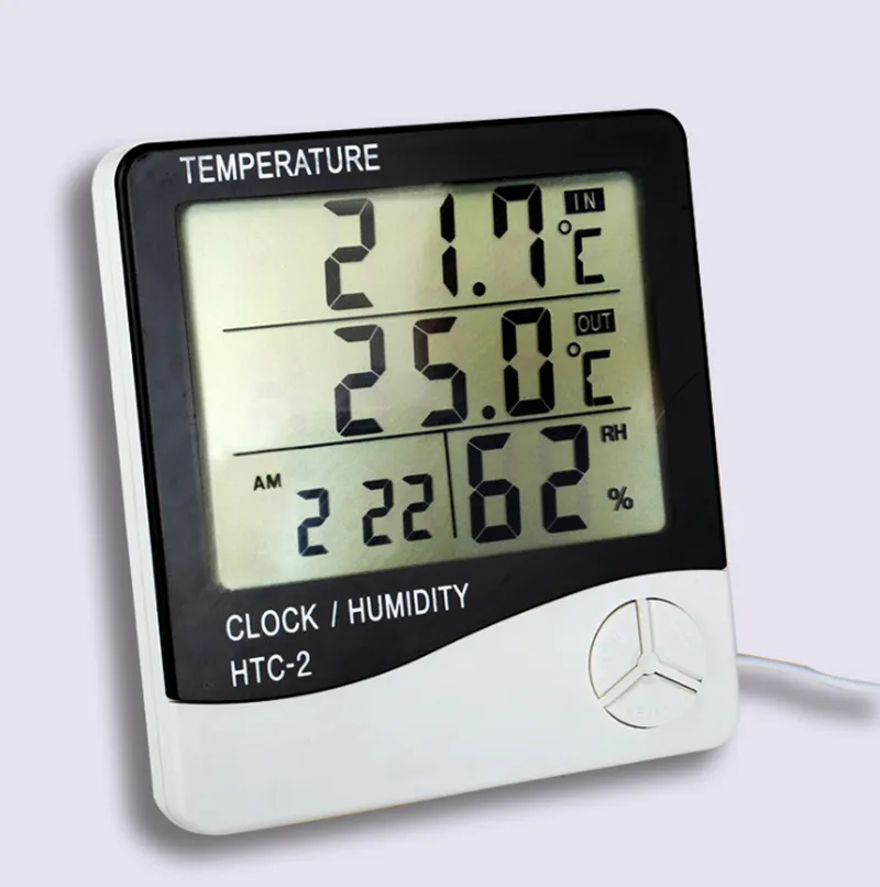 Digital Thermometer And Humidity Gauge With Clock Electronic LCD ...