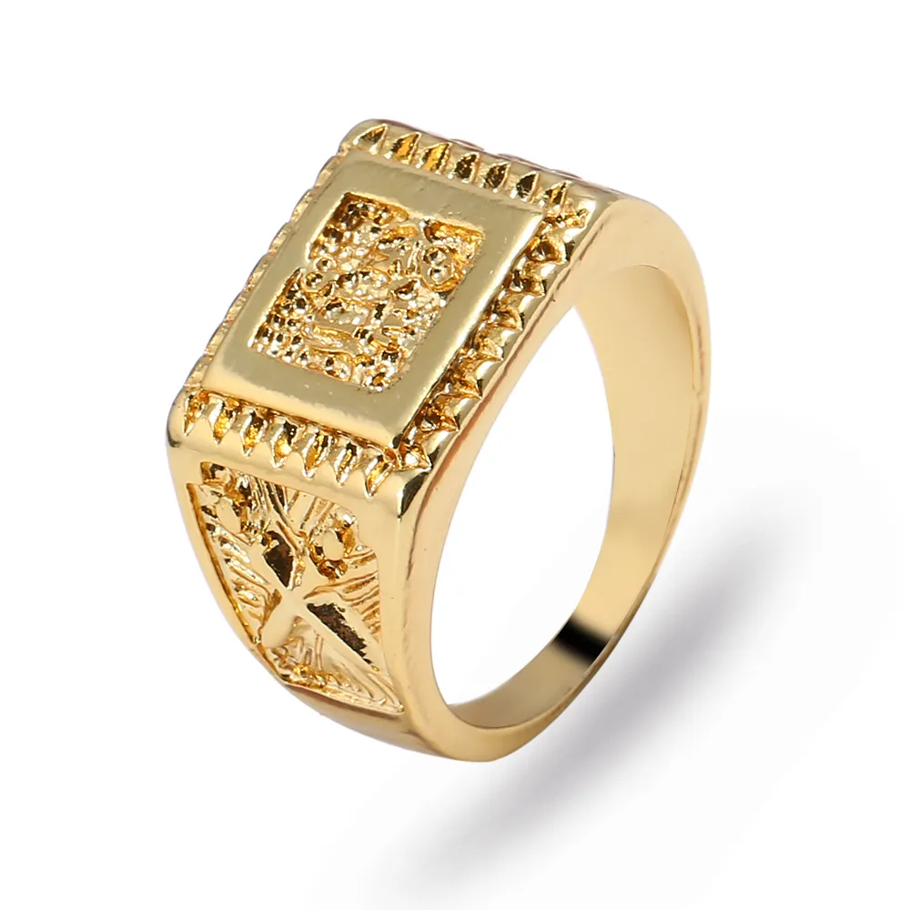 24k Gold Rings For Men Gold Plated Men's Ring With Middle Eastern ...
