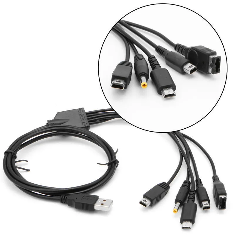 Game Player 5-in-1 USB Charger Power Charging Cable for Wii U New 3DS ...
