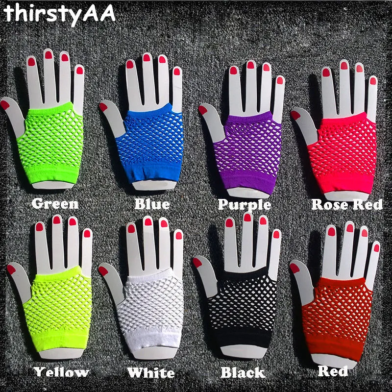 DHgate.com:Neon Fishnet Mesh Short Gloves | Black Nylon+Spandex Fancy ...