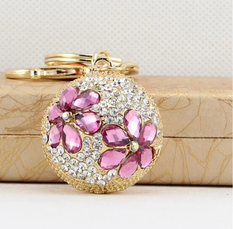Multicolor Hollow Spherical Crystal Key Ring With Shining Diamond Metal ...