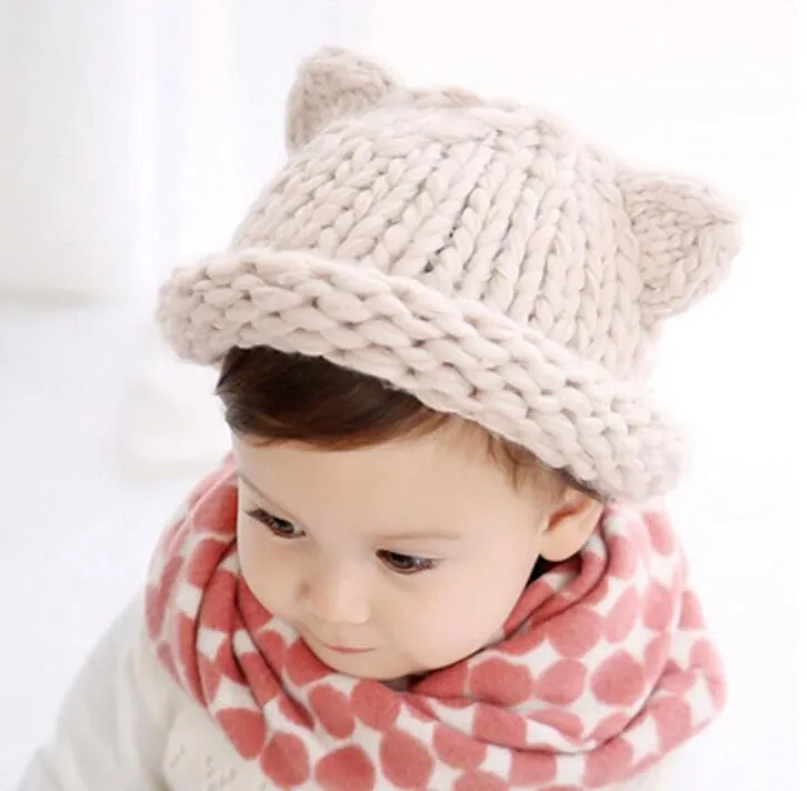 Knitted Cat Hat Adorable Winter Hat With Cat Ears, Lovely Cartoon ...
