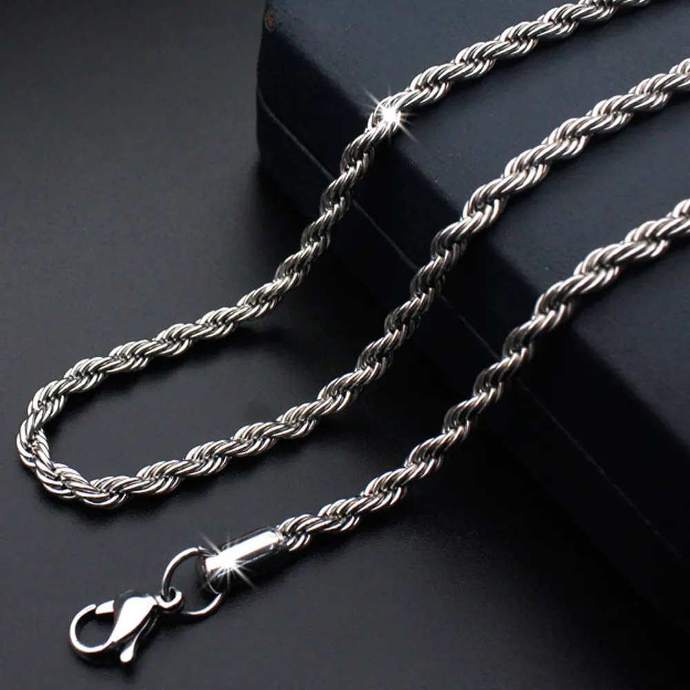 Titanium Jewelry For Men Stainless Steel Twisted Rope Chain Necklace ...