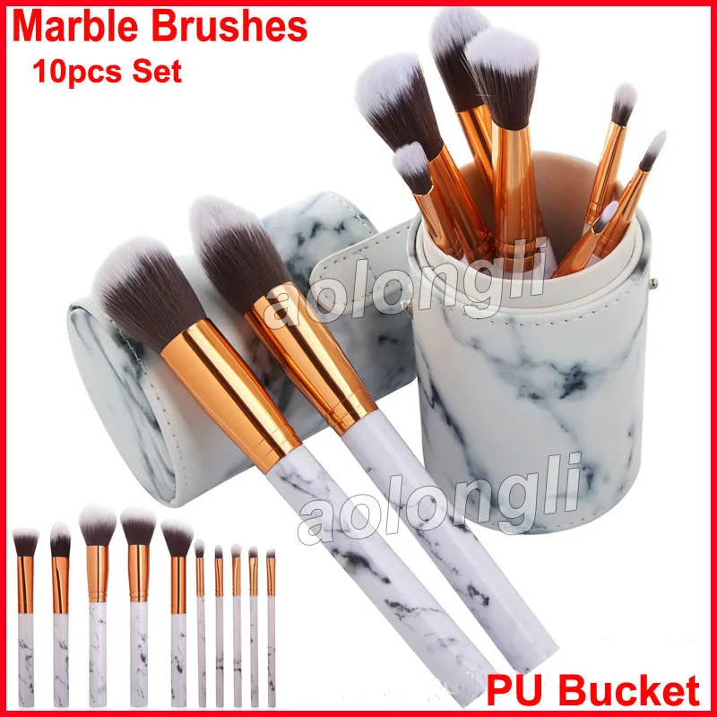 Marble Makeup Brushes Set Professional Blush Powder Eyebrow Eyeliner ...