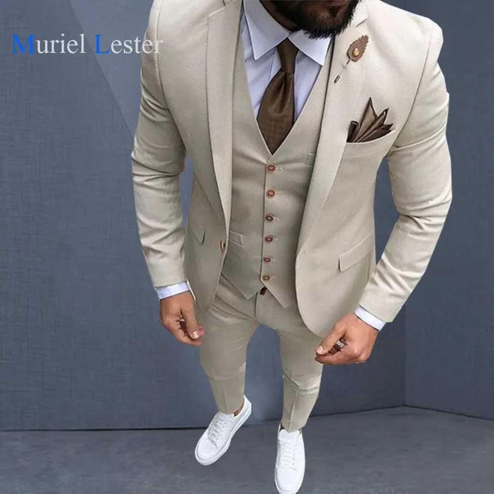 ML 220 Últimos Abrigos Pantalones Diseños Beige Hombres Traje Prom ...