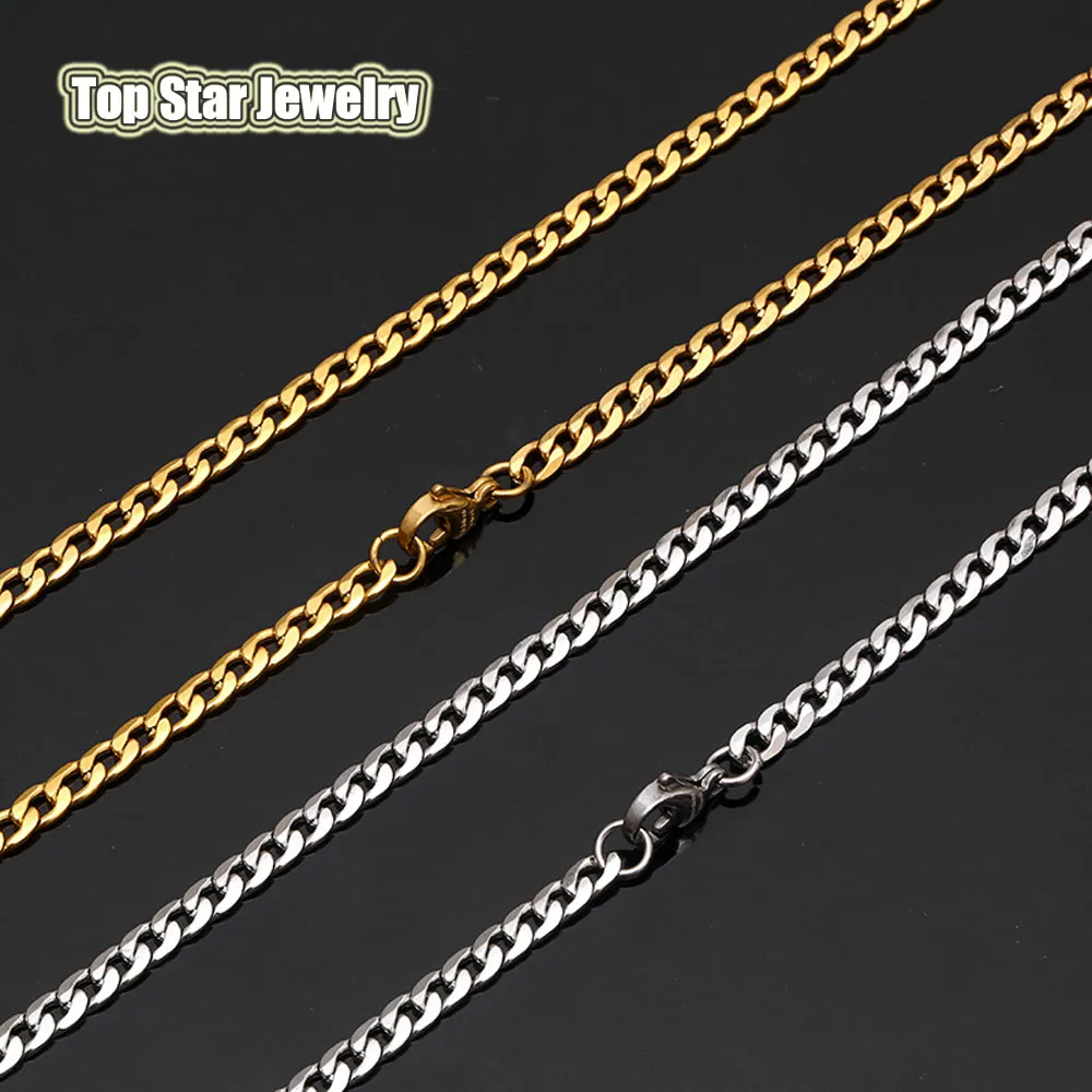 316L Stainless Steel NK Chain Cuban Link Necklace High Polished Figaro ...