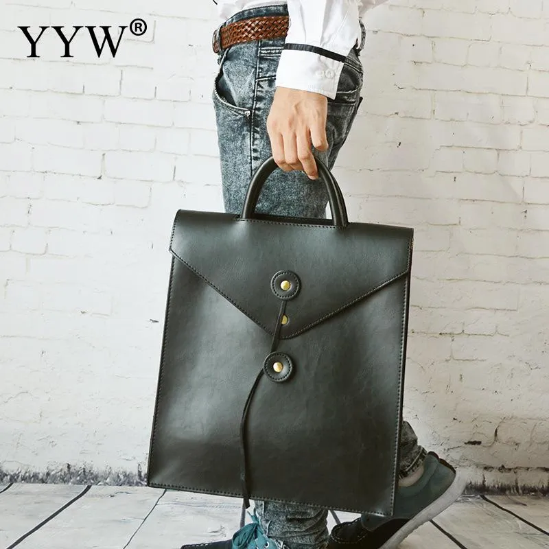 Men's Leather Briefcase, Brown Business Bag For Male, Black PU Leather ...