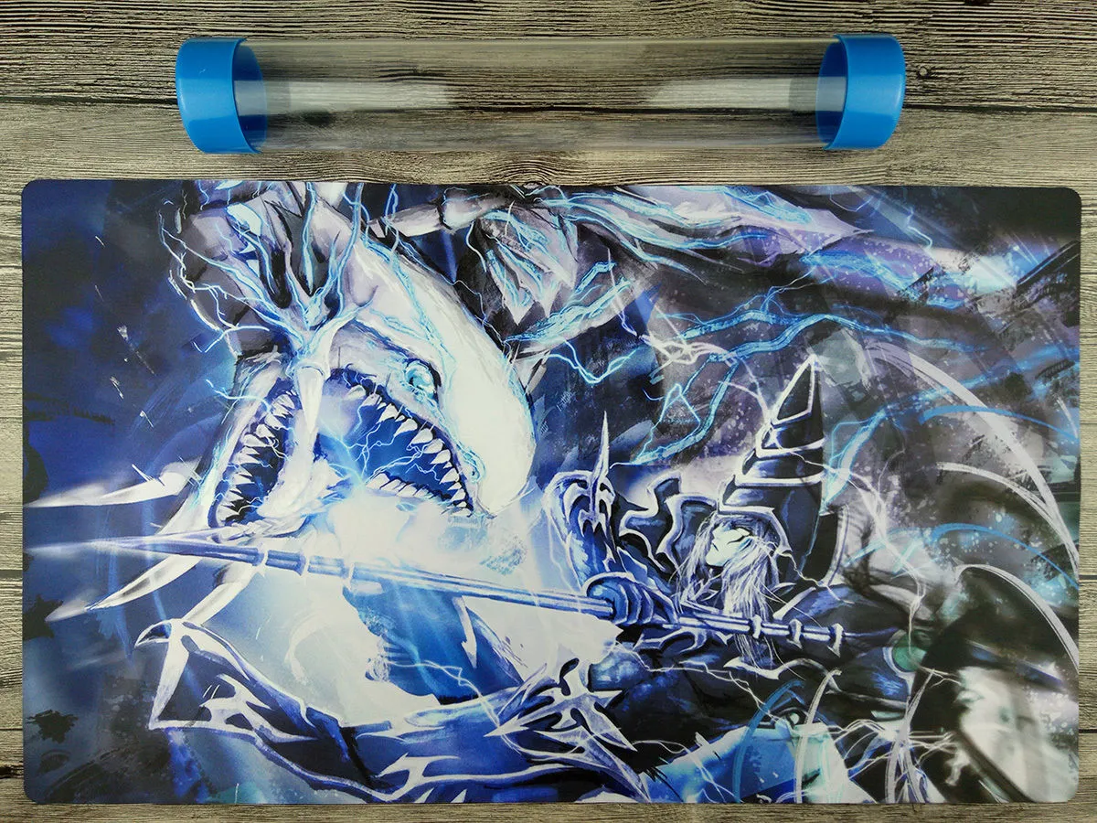 YuGiOh Playmat - Blue-Eyes White Dragon & Dark Magician, Non-Slip ...