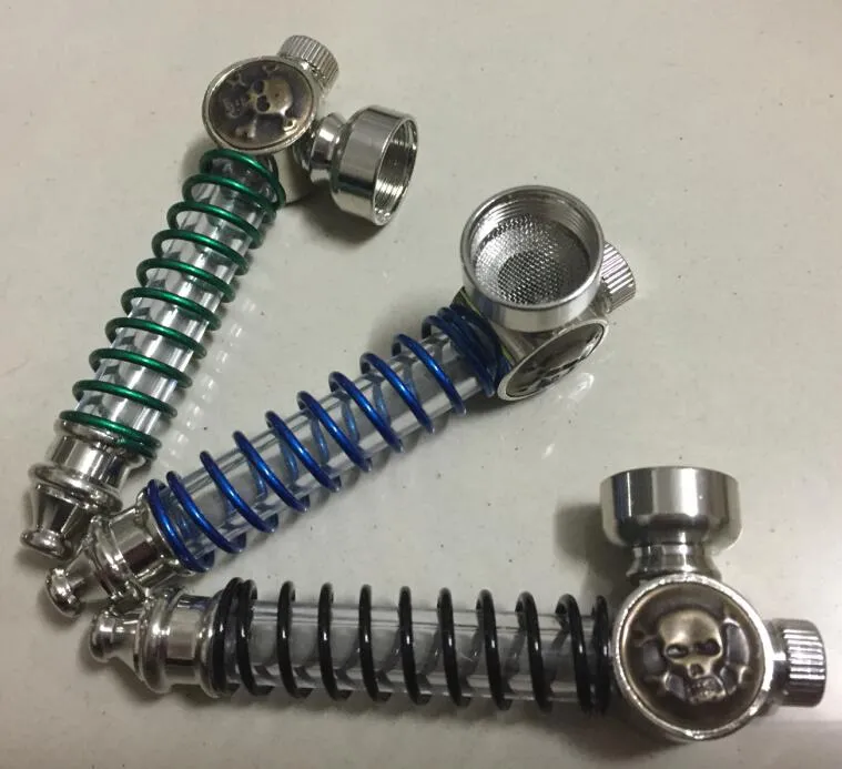 LED Skull Metal Smoking Pipe Colorful Cigarette Holder Herb Tobacco ...