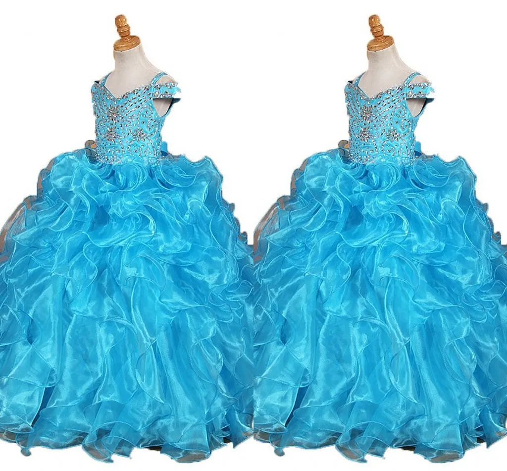 Ruffles Pageant Dress for Little Girls Off-Shoulder Organza with ...