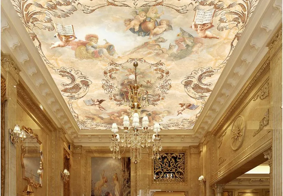 Custom Angel And Paradise 3D Ceiling Mural Ceiling Wallpaper For Modern ...