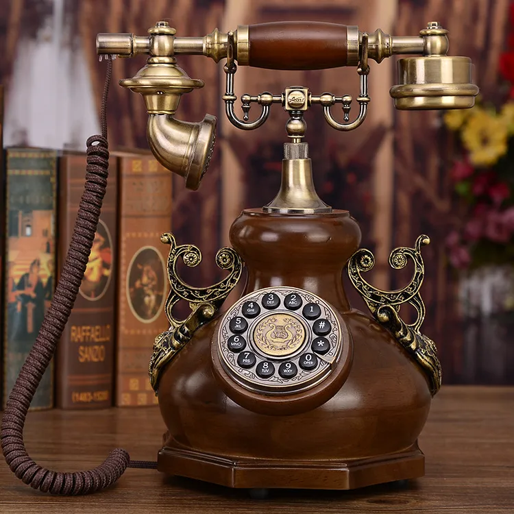 Retro Home Telephone: Mu Yuzhen Solid Wood European Antique Landline ...