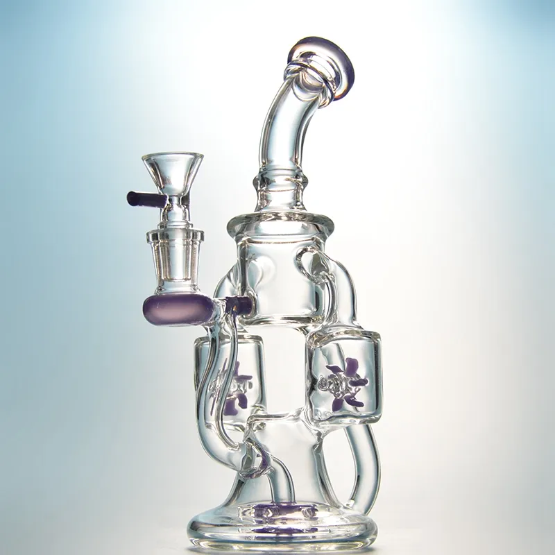 Wholesale 9 Inch Double Recycler Dab Rig With Purple Wax Oil Rigs ...