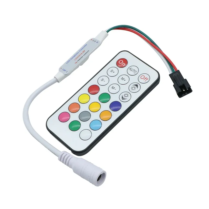 Mini RGB LED Pixel Controller with Remote: 14/21 Key, 3-Pin for WS2811 ...