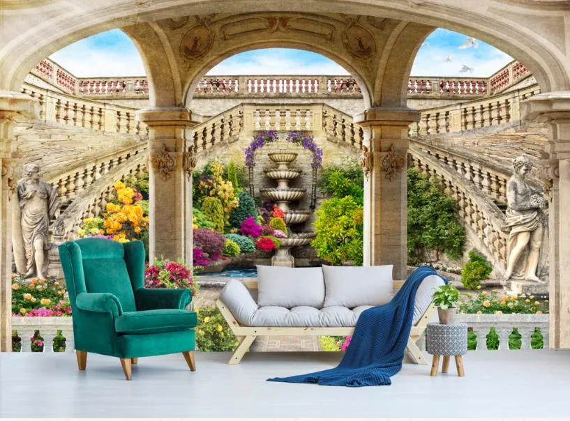 Roman Columns Mural Abstract Palace Roman Column Garden Mural