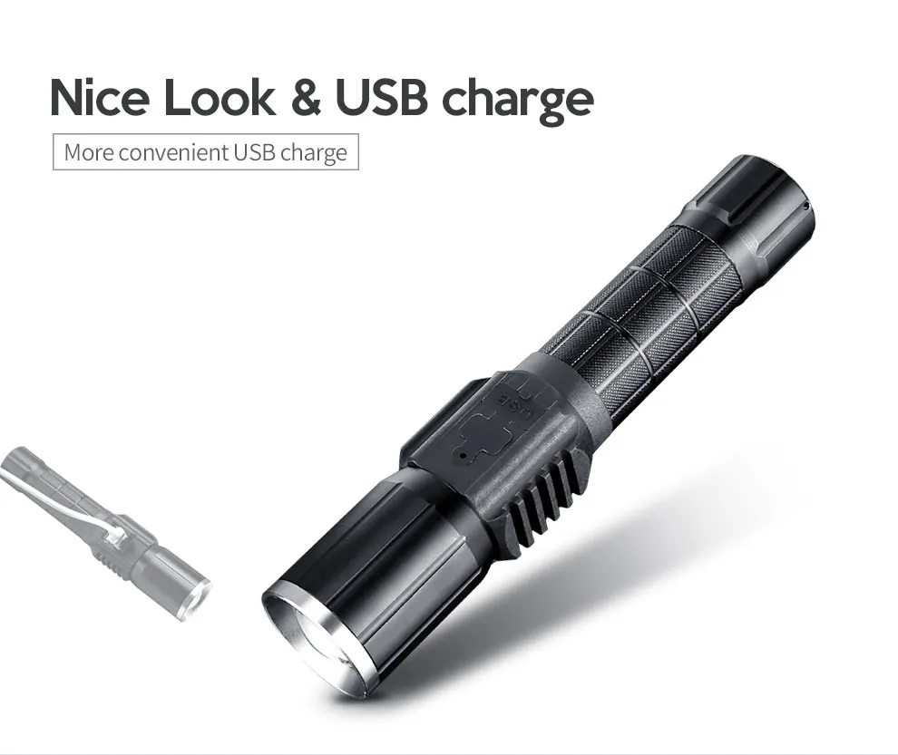 Ultra Bright USB Rechargeable LED Torch: High Power Tactical Flashlight ...