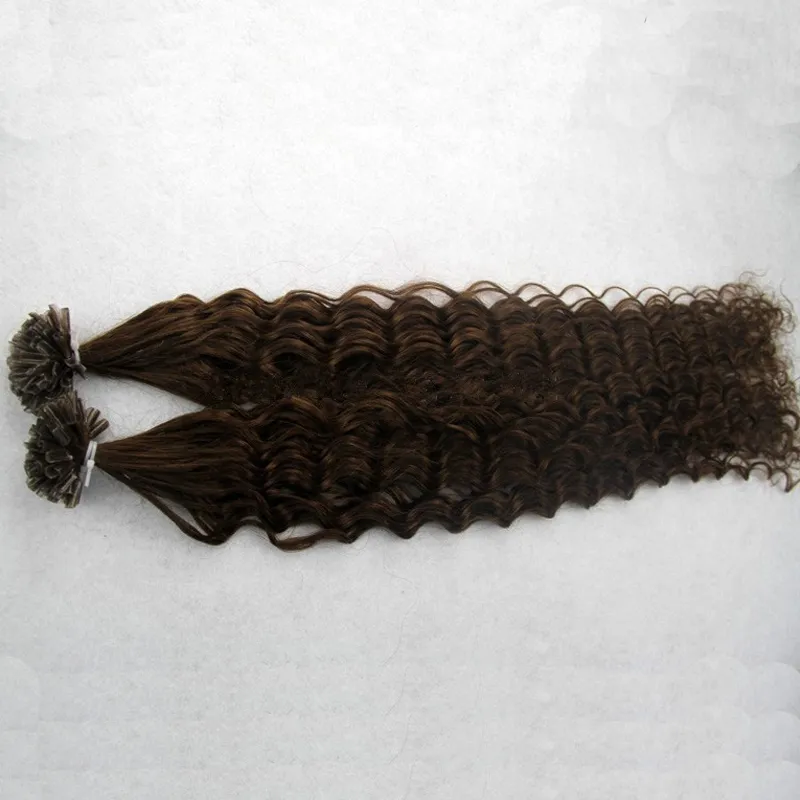 Brazilian Deep Curly Hair Nail U Tip Pre-Bonded Keratin Glue Remy ...