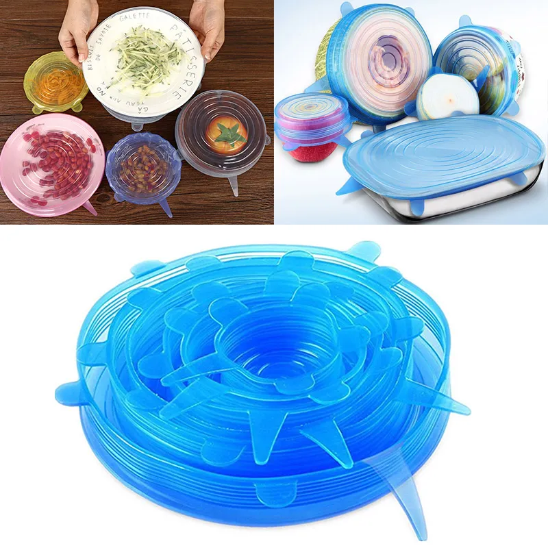 DHgate.com:Silicone Stretch Lids - 6 Pack | Reusable Food Covers for ...