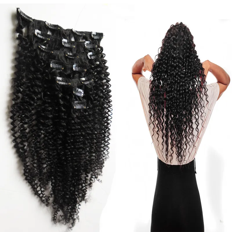 Clip In Human Hair Extensions Afro Kinky Curly Clip 100g 4B 4C ...