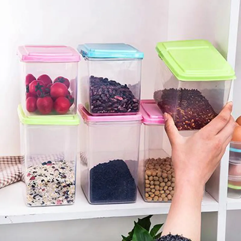Airtight Food Containers, Plastic Kitchen Storage Box For Cereal ...