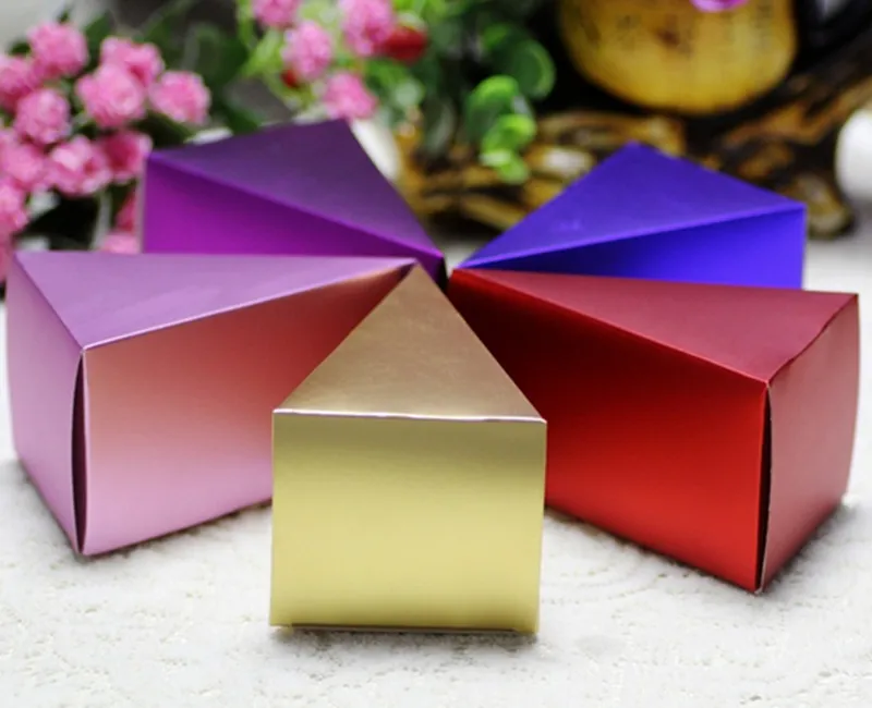 Foil Triangle Cake Gift Boxes Creative Party Favor Boxes For Birthdays ...
