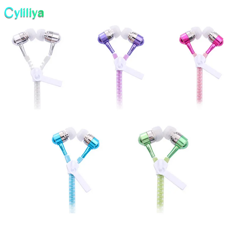 LED Luminous In-Ear Wired Noise Cancelling Earphones with Metal Zipper ...