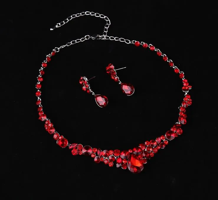 Elegant Bridal Necklace With Red Accents Suit Stunning Crimson Jewelry ...