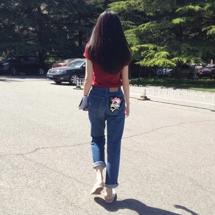 HOT SALE Cooleat Lady Pink Skull MC Back Embroidery Patch Motorcycle ...