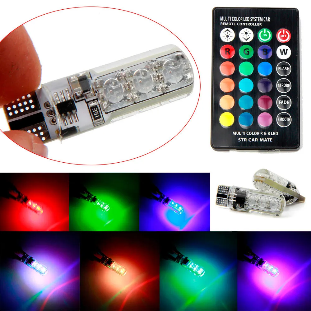 T10 W5W RGB LEACHES DE CAR LED BOMBLES CON CONTROL REMOTO PARA 194 168 ...