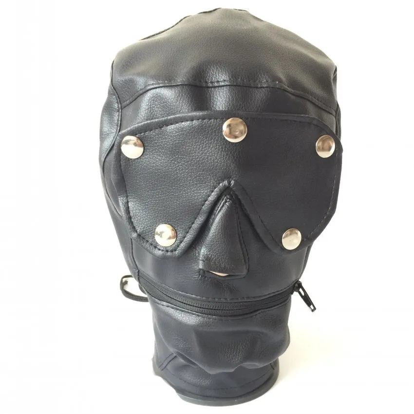Leather Bondage Hood: Adult Play Full Face Mask, Locking Blindfold For ...