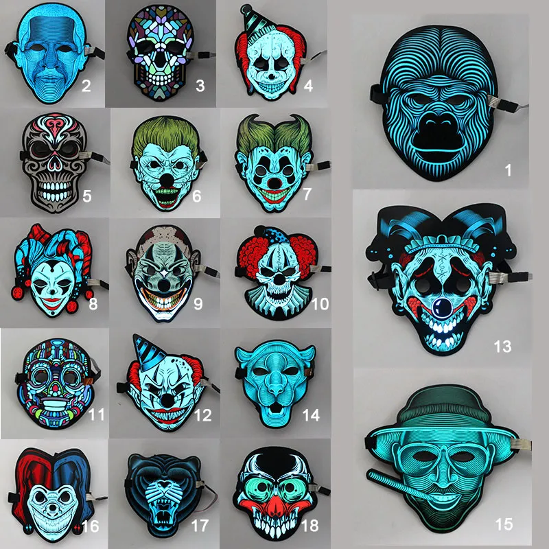 ₩10832에서 파티 Led 사운드 제어 마스크 바 분위기 소품 할로윈 글로우 콜드 라이트 마스크 콜드 라이트 콜드 라이트