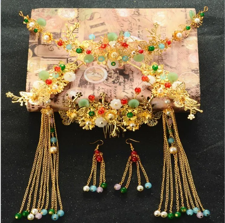 Chinese Style Wedding Bride Headdress Costume Hair Barrette Fazan ...