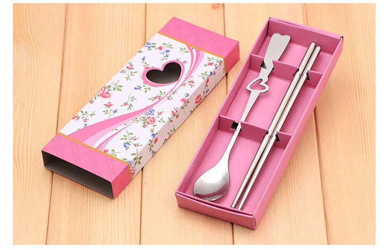 Love Heart Dinnerware Sets Wedding Favor Party Gift Stainless Steel ...