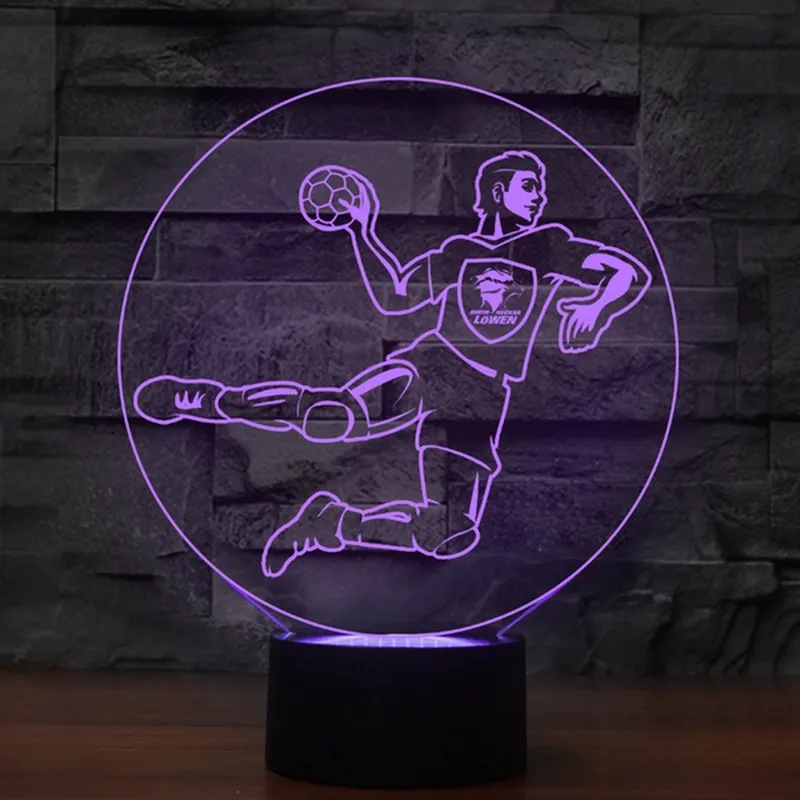 7 Alterar Cores 3D Luminous Handball Players Forma Led Lighting Home ...