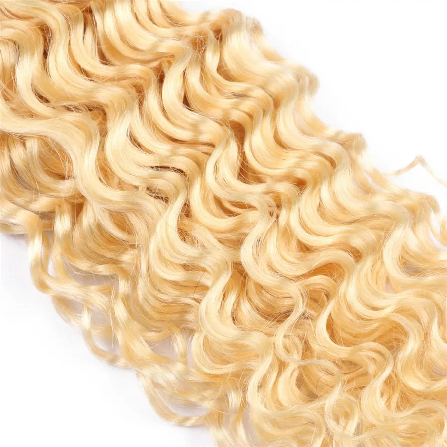 Blonde Human Hair Bundles: Platinum Blonde Deep Wave Curly Hair ...