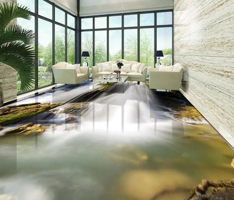 3D Stereoscopic Scenery Waterfall Wallpaper For Floors Waterfall ...