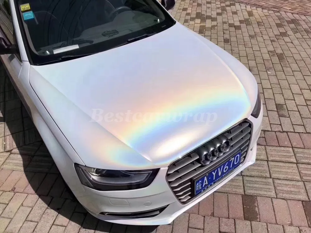 Laser Gloss White Psychedelic Flip Flop Car Wrap Vinyl Roll, 1.52m X ...