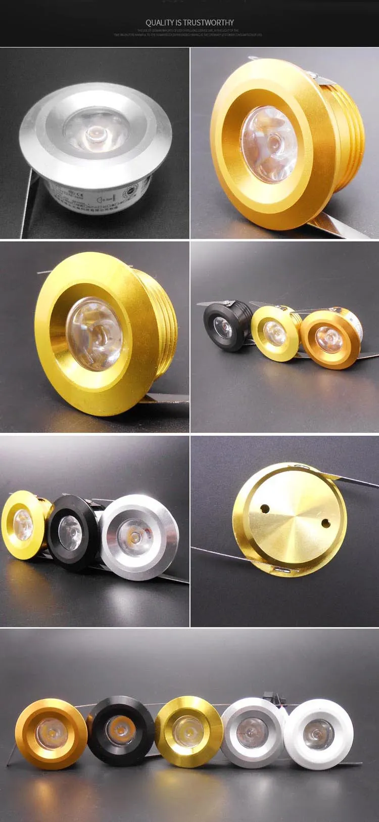 1W Mini LED Spotlights Super Small Cabinet Lights Black, Silver, Gold ...