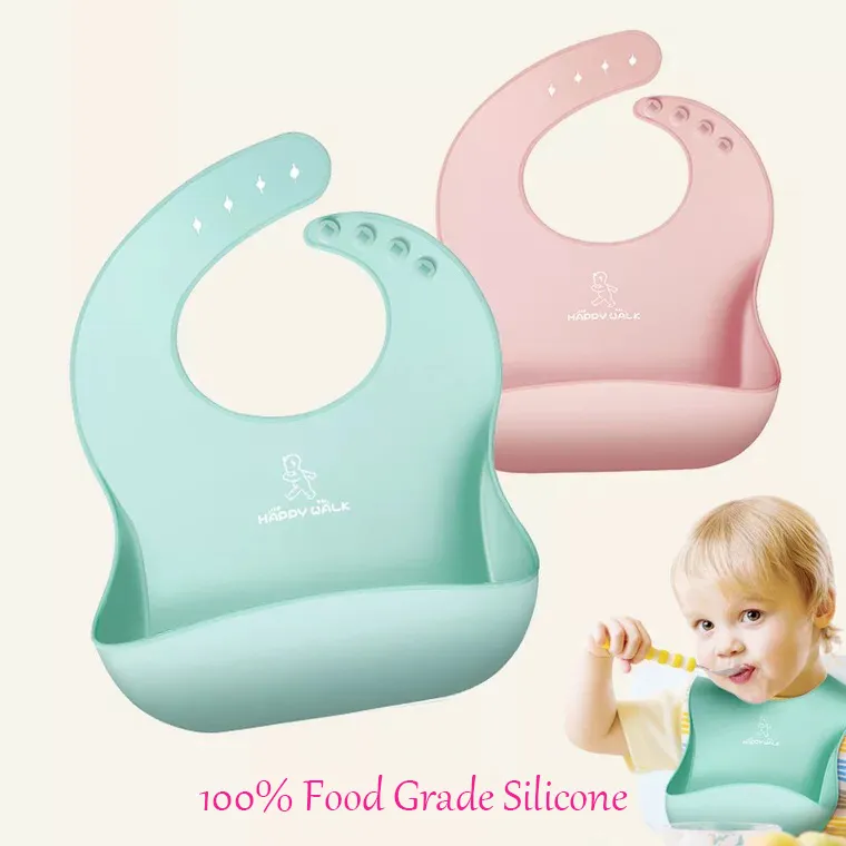 Waterproof Silicone Baby Bibs, FDA Approved, Easy To Clean, Soft And ...