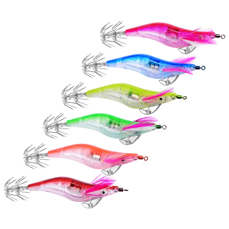 LED Fishing Lure: Blinking Light Shrimp Squid Artificial Bait With ...
