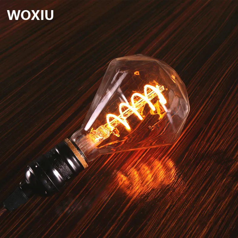 WOXIU Retro Edison Light Bulb, Vintage Glass Diamond, Single Winding ...